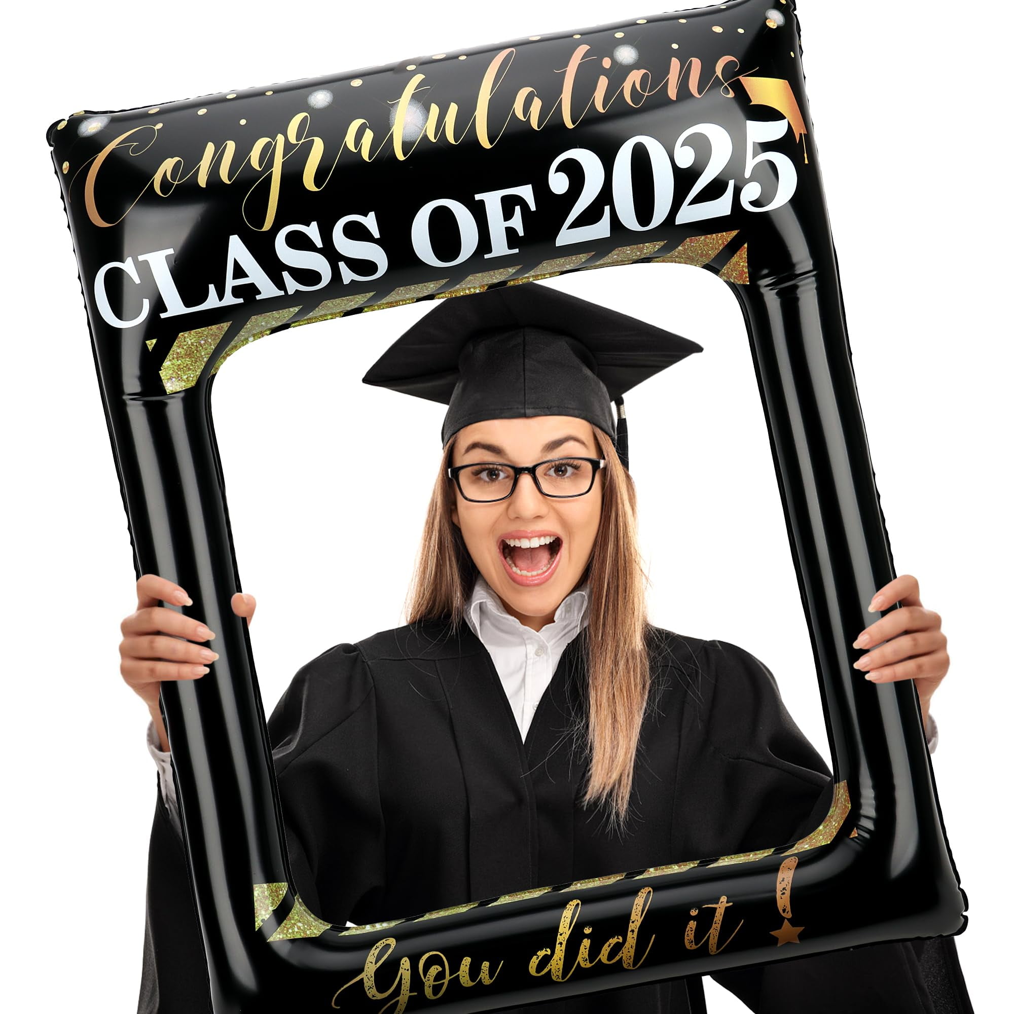 Party Spot！2025 Black and SSF20 Gold Graduation Party Decorations,124 ...