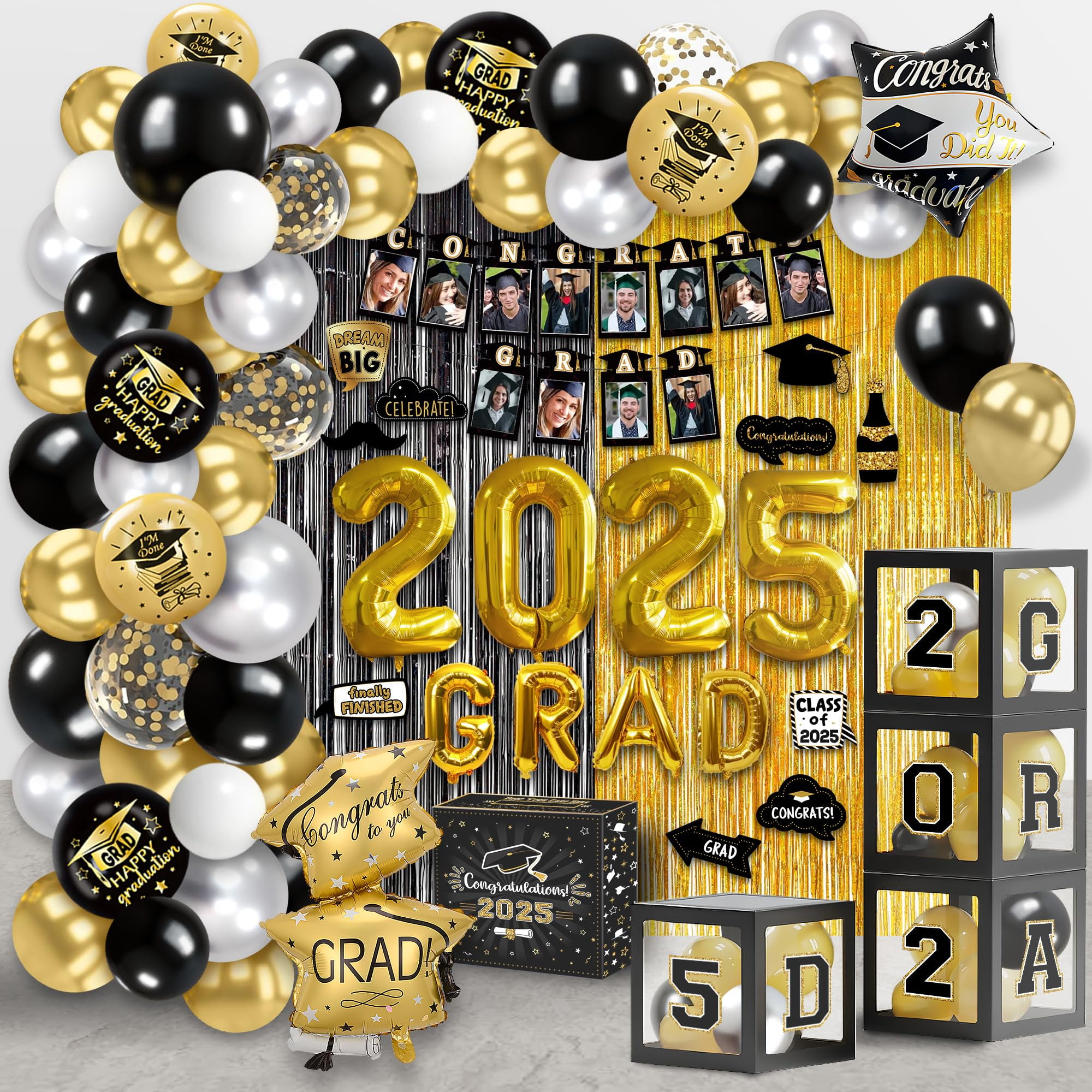 Party Spot！2025 Graduation Party DHF10 Decorations, Black and Gold ...