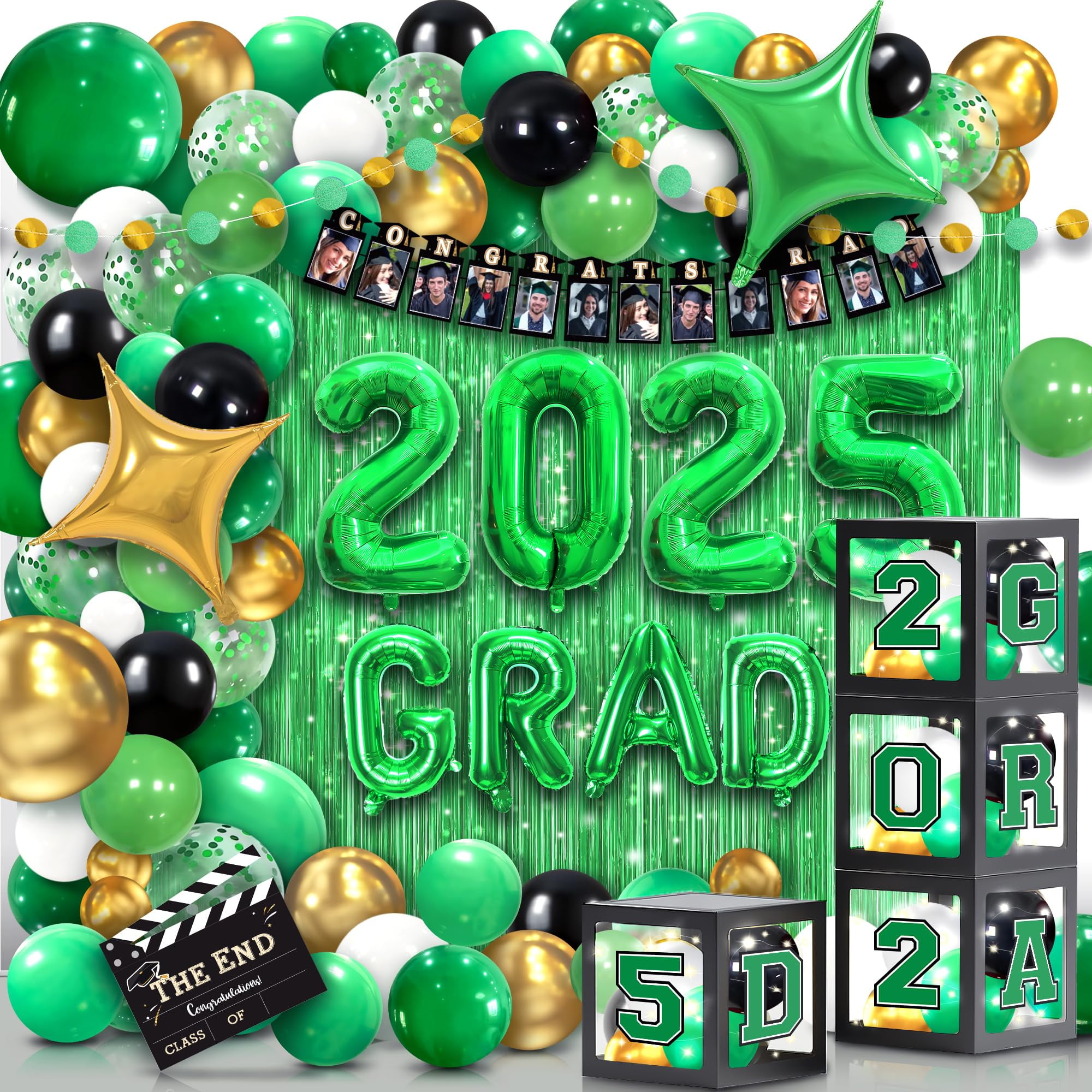 Party Spot！2025 Green and SSF20 Gold Graduation Party Decorations,124 ...