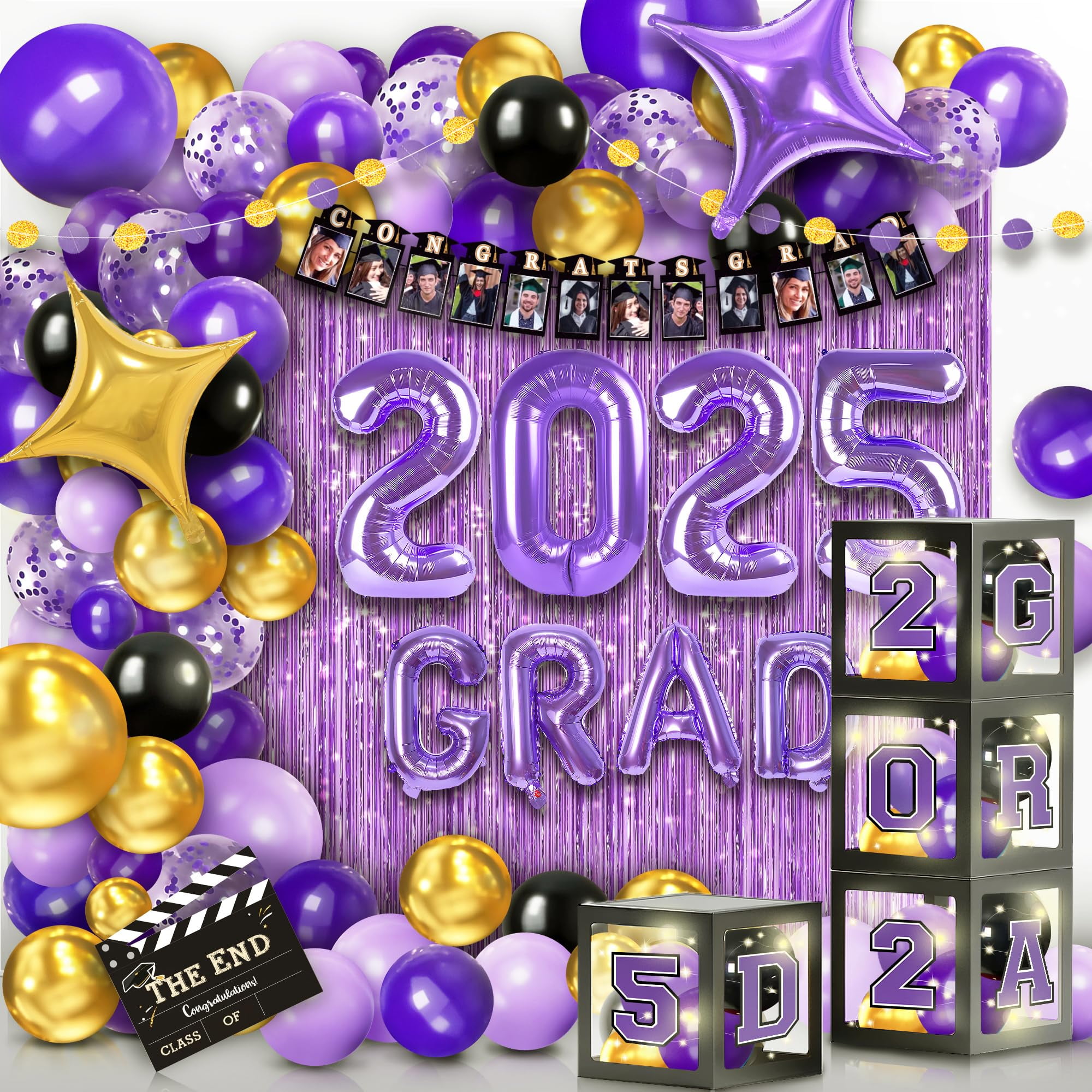 Party Spot！2025 Purple and IFF17 Gold Graduation Party Decorations,124 ...