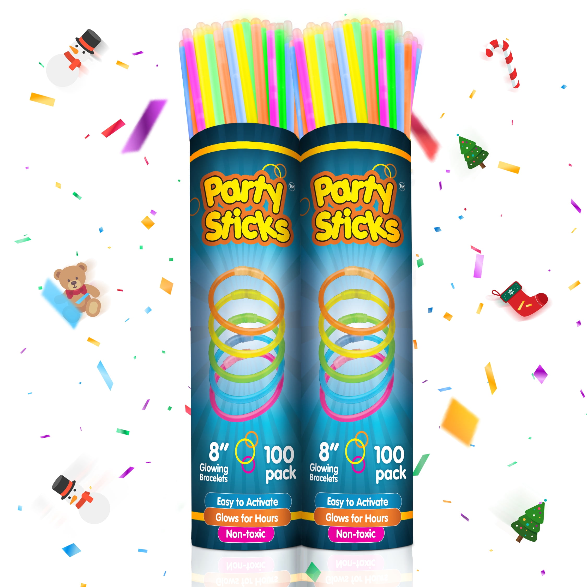 Party Sticks Bulk Package of 200 Bright Glow Sticks | 8" Bracelets and ...
