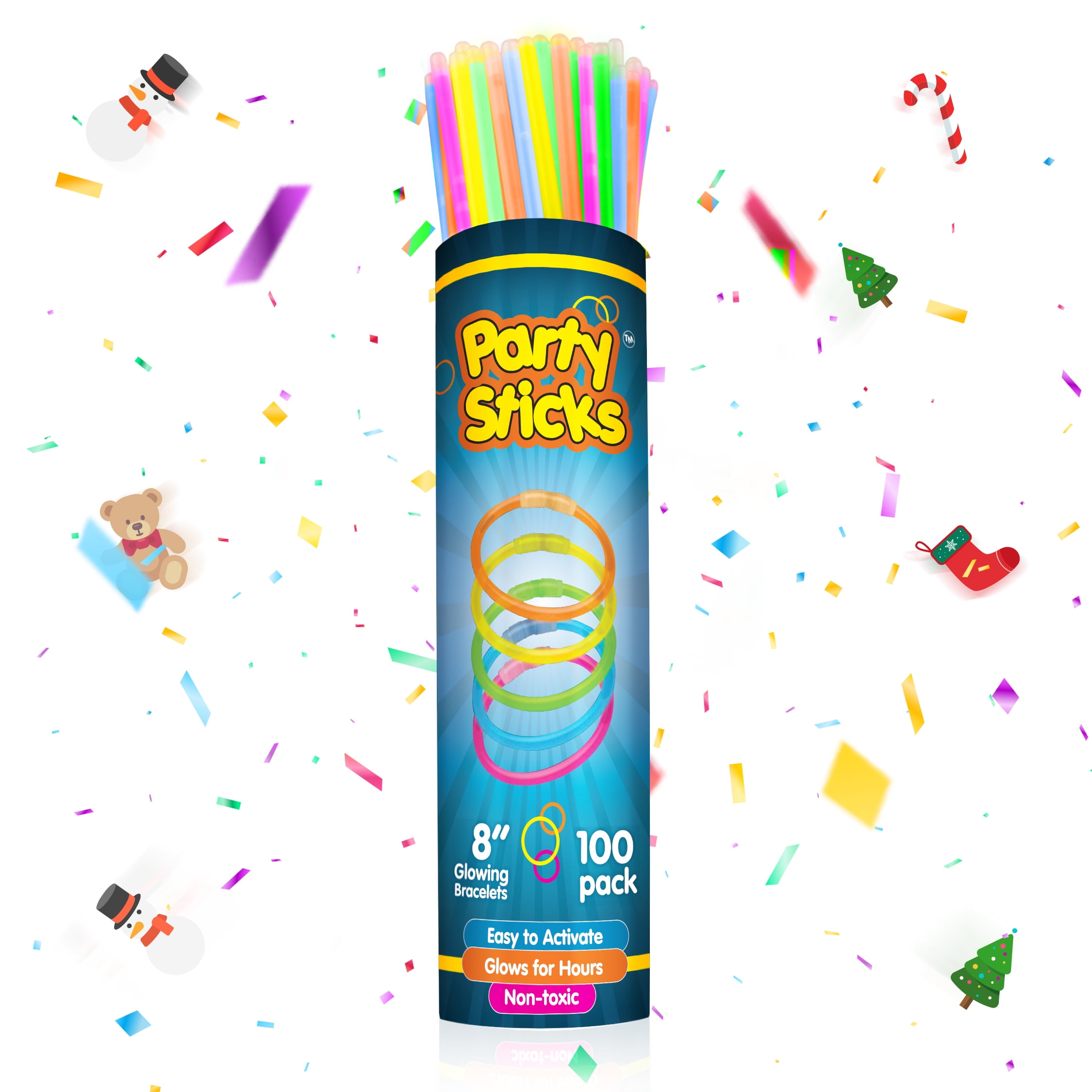 Party Sticks Glow Multi-color Solid Print Party Favors, 100 Count ...