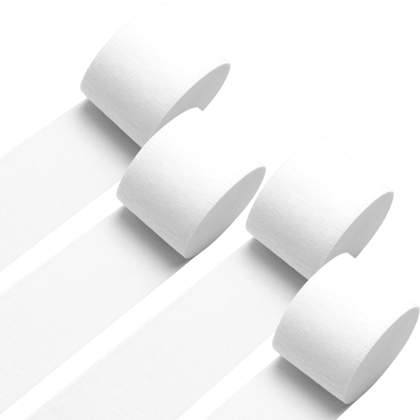Party Streamers 4 Rolls 328ft White Crepe Paper, Bulk Pack for Birthday ...