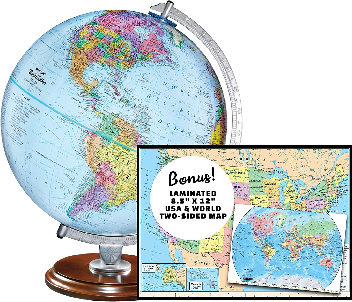 Party Student - Educational Classic World globe, Blue Ocean, Raised ...