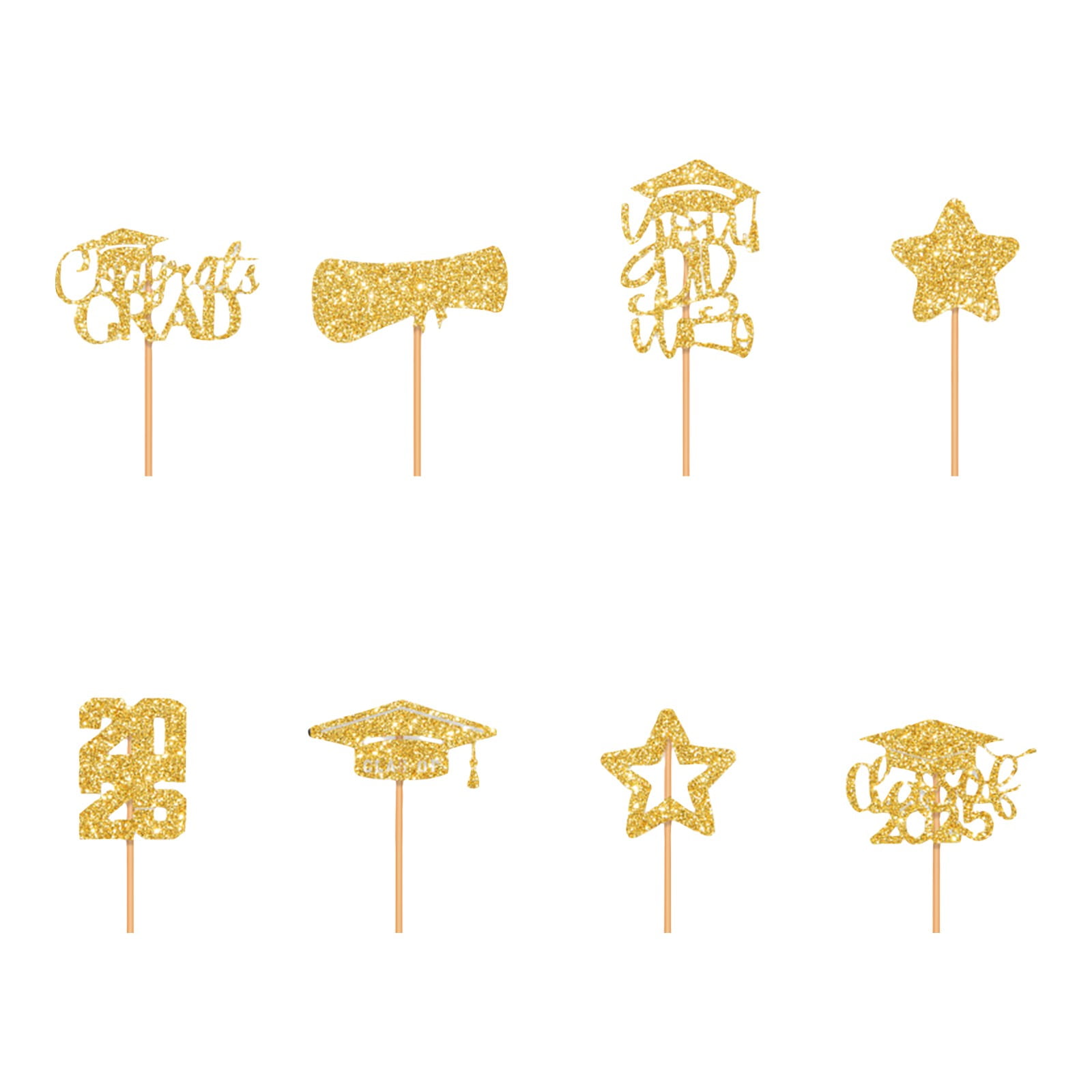 Party Supplies Graduation Cake Topper Set 2025 Glitter Black ...