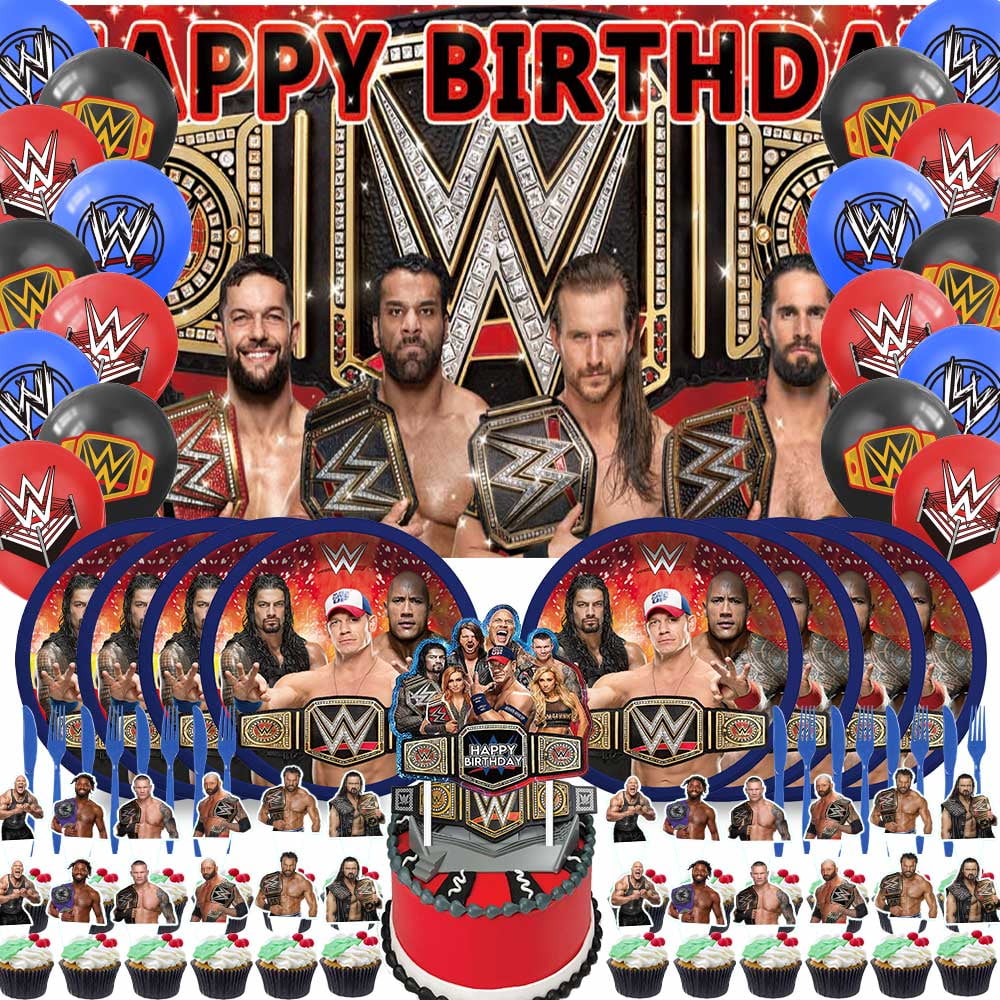 Party Supplies SmackDown Plates Decorations Wrestling Birthday Cake ...
