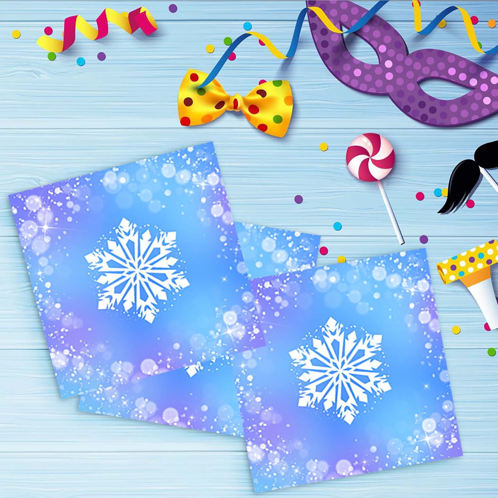 Party Supplies Winter Snowflake Paper Plates and Napkins Set,Blue and ...