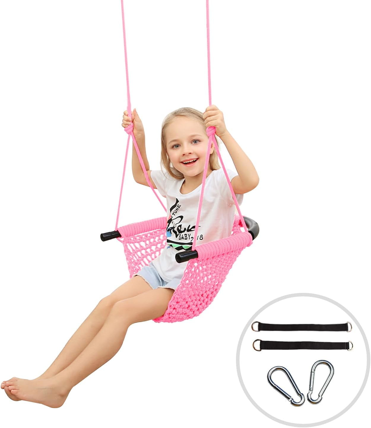 Party Swing Seat for Kids, Hand-Knitting Toddler Swing with Adjustable ...