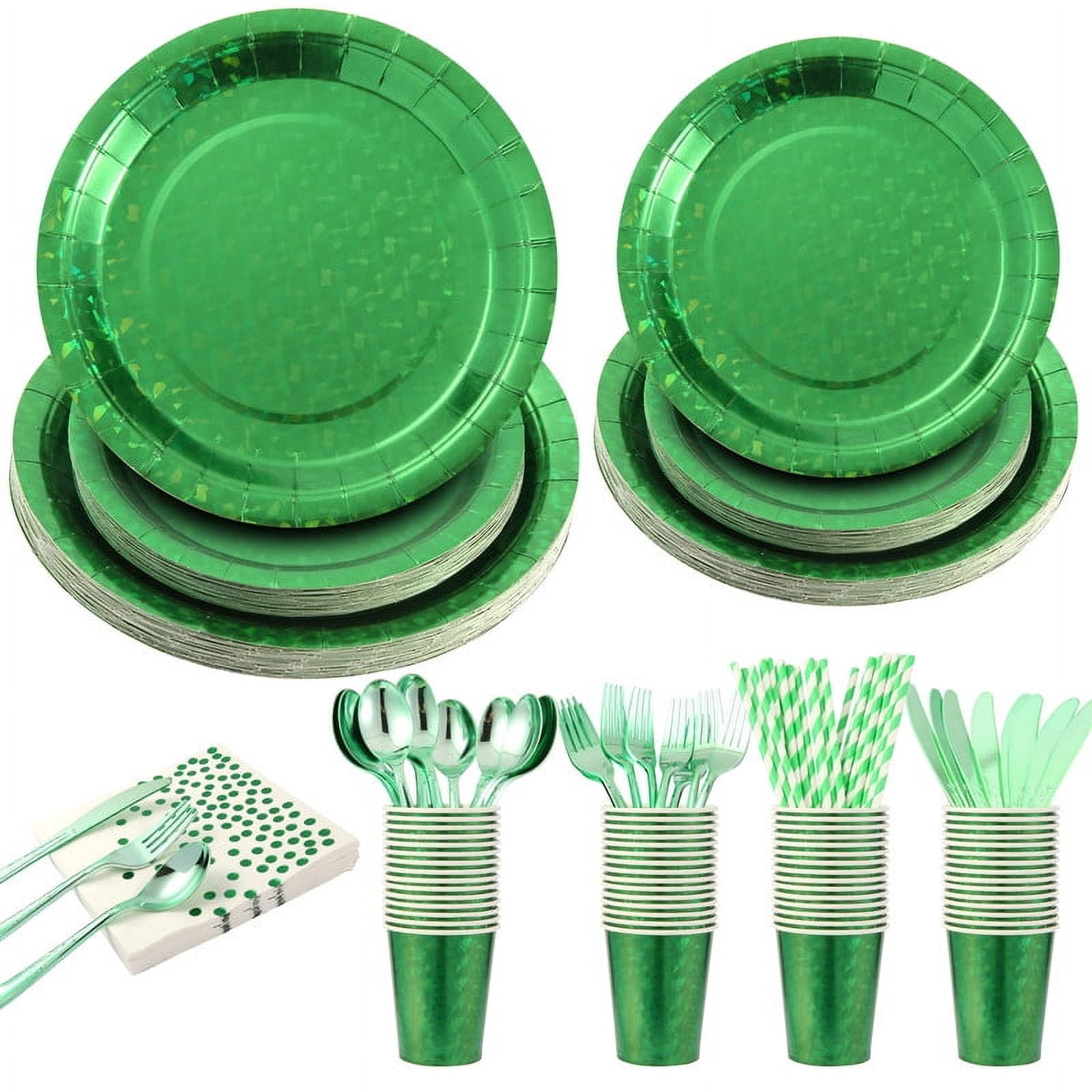 Party Tableware Set Green Disposable 400-Piece For 50 Guests - Walmart.com