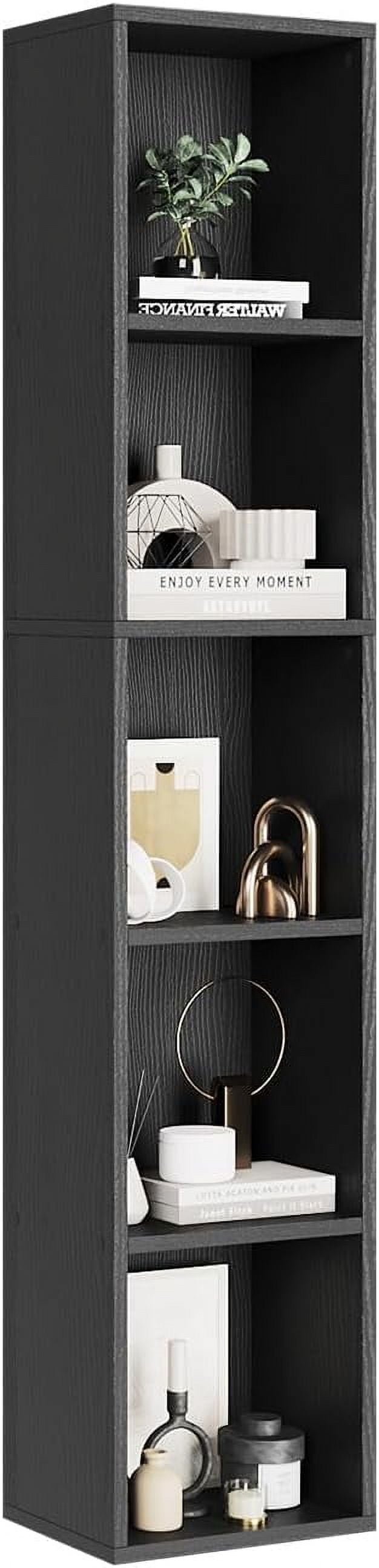 Party Tall Narrow Bookshelf, 5-Tier Cube Display Rack, Modern Corner ...
