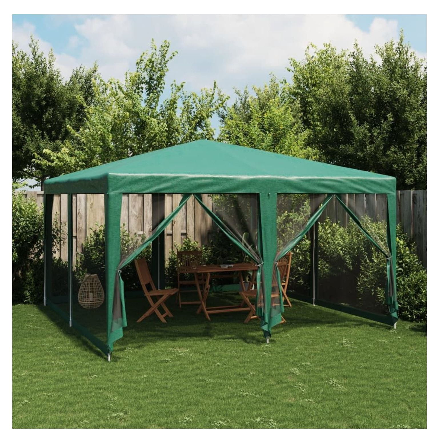 Party Tent Green 13.1x13.1ft HDPE Outdoor Shelter - Powder Coated Iron ...