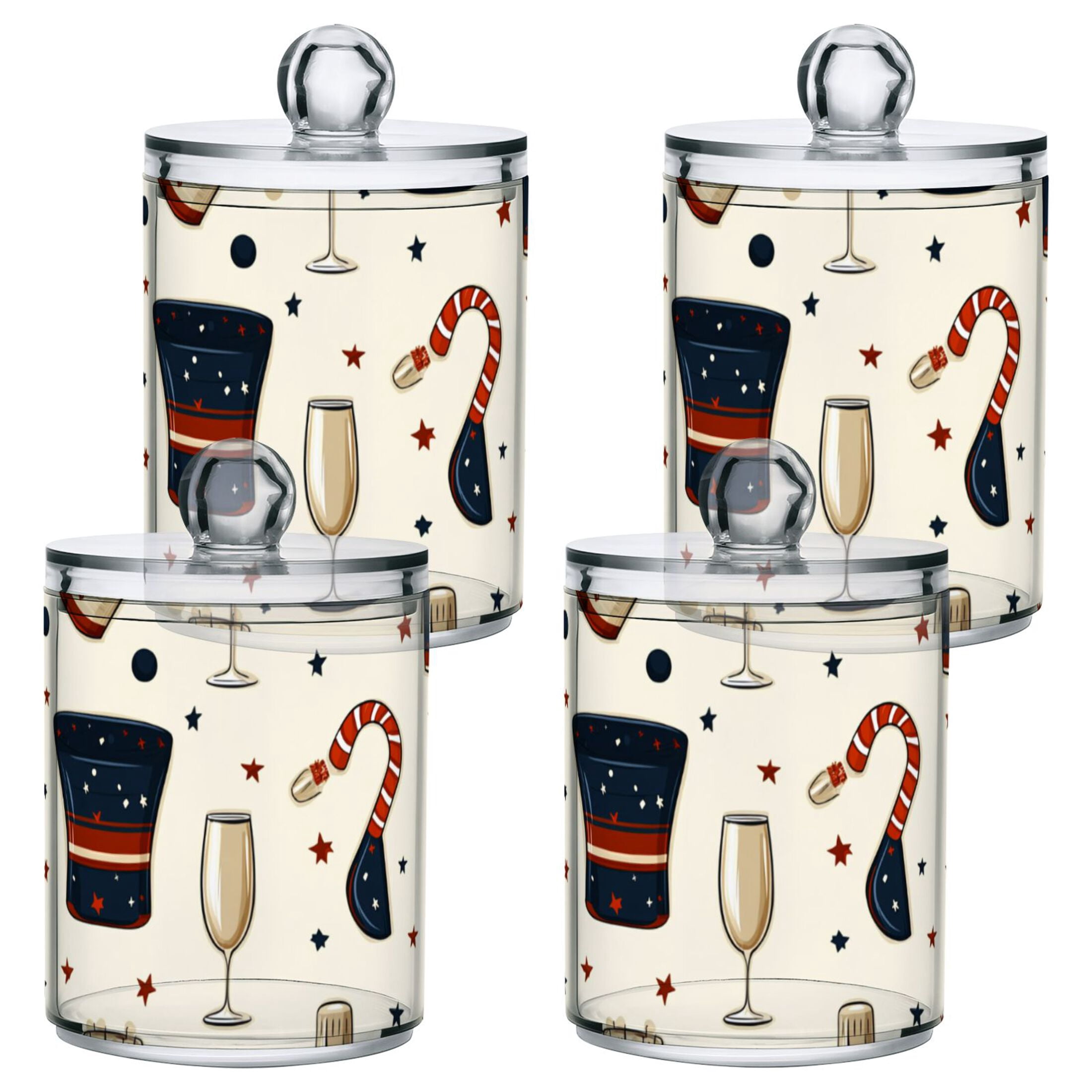 Party Themed Wine Bathroom Canisters Set of 4 Translucent Plastic ...