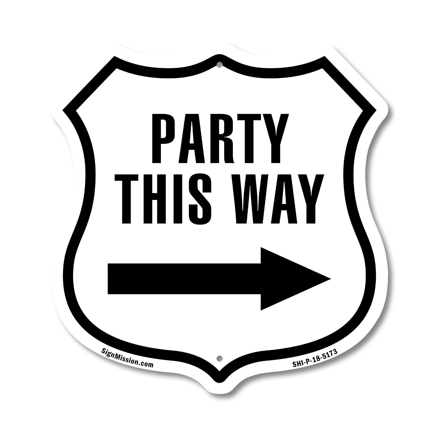 Party This Way Right (2 Pack) 18 inch X 18 inch Shield Shaped ...