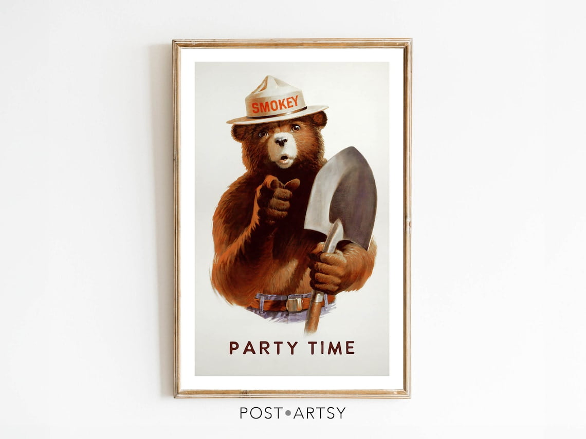 Party Time Camping Print Wall Decor Camping Wall Art Retro Camper ...