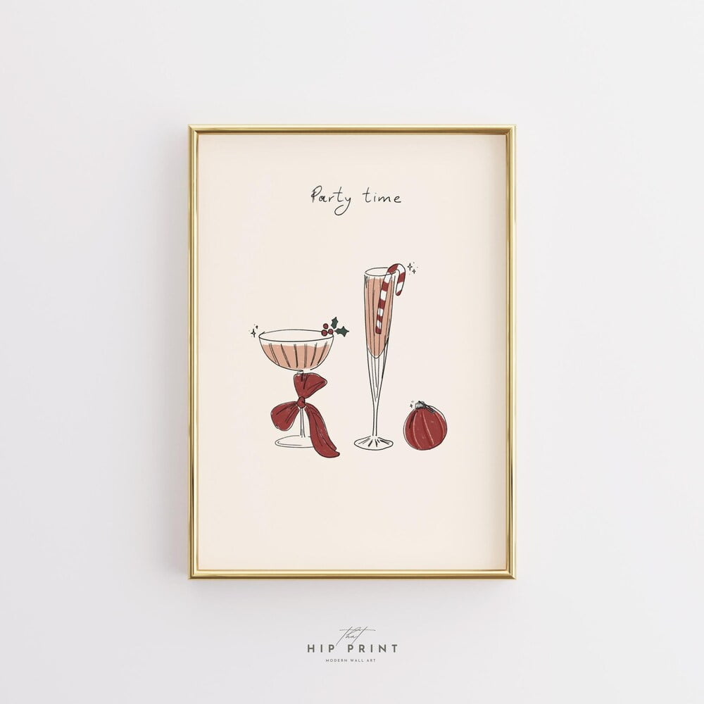 Party Time Noel Print Festive Cocktail Wall Art Festive Drink Poster ...