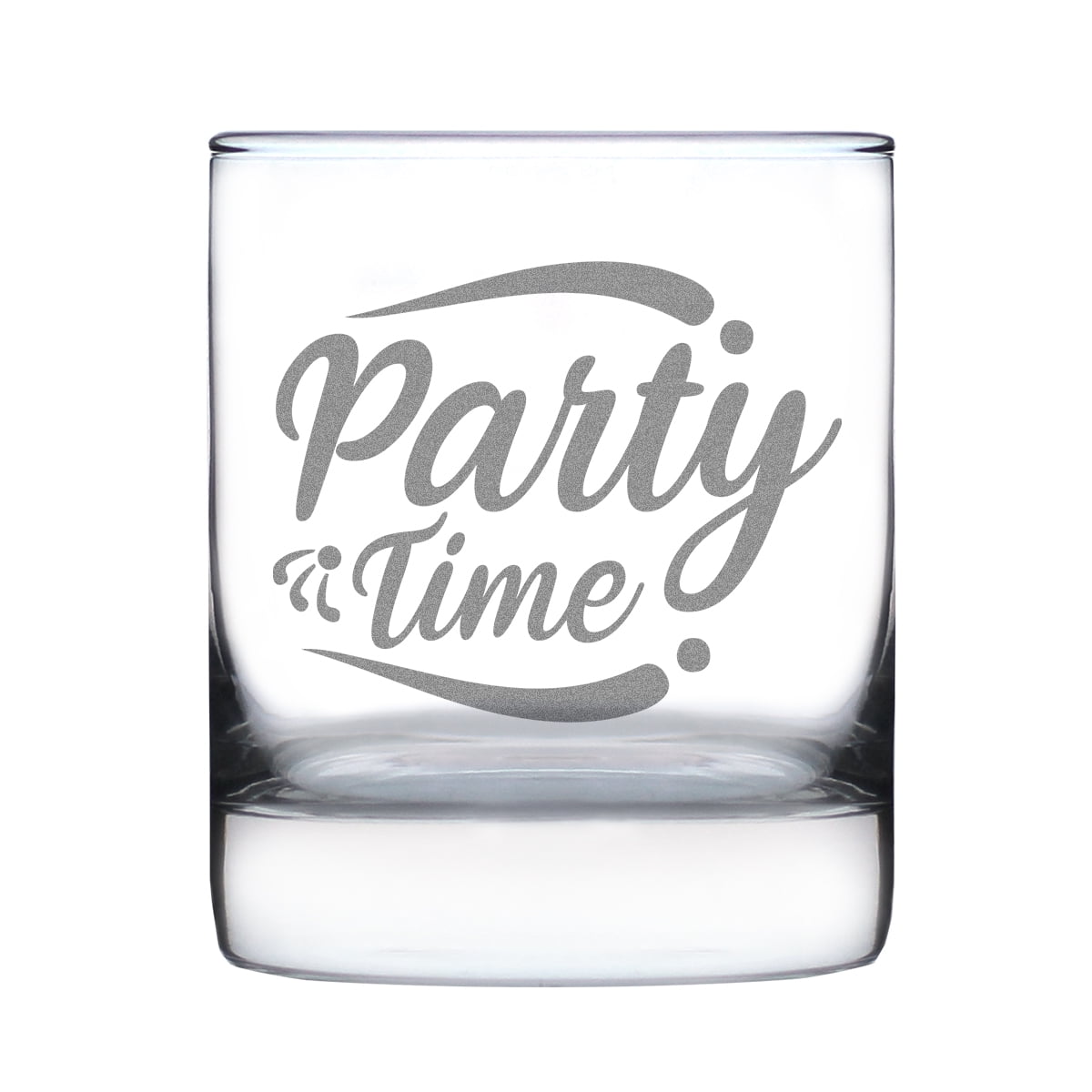 Party Time Rocks Glass, Hand Engraved Etched 10oz Unique Drinking ...