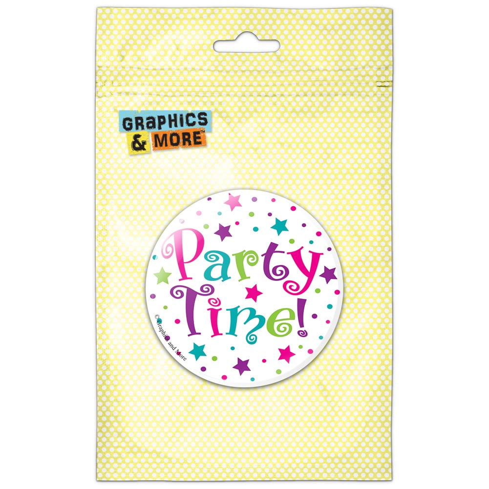 Party Time Stars and Dots Colorful Pinback Button Pin Badge - Walmart.com
