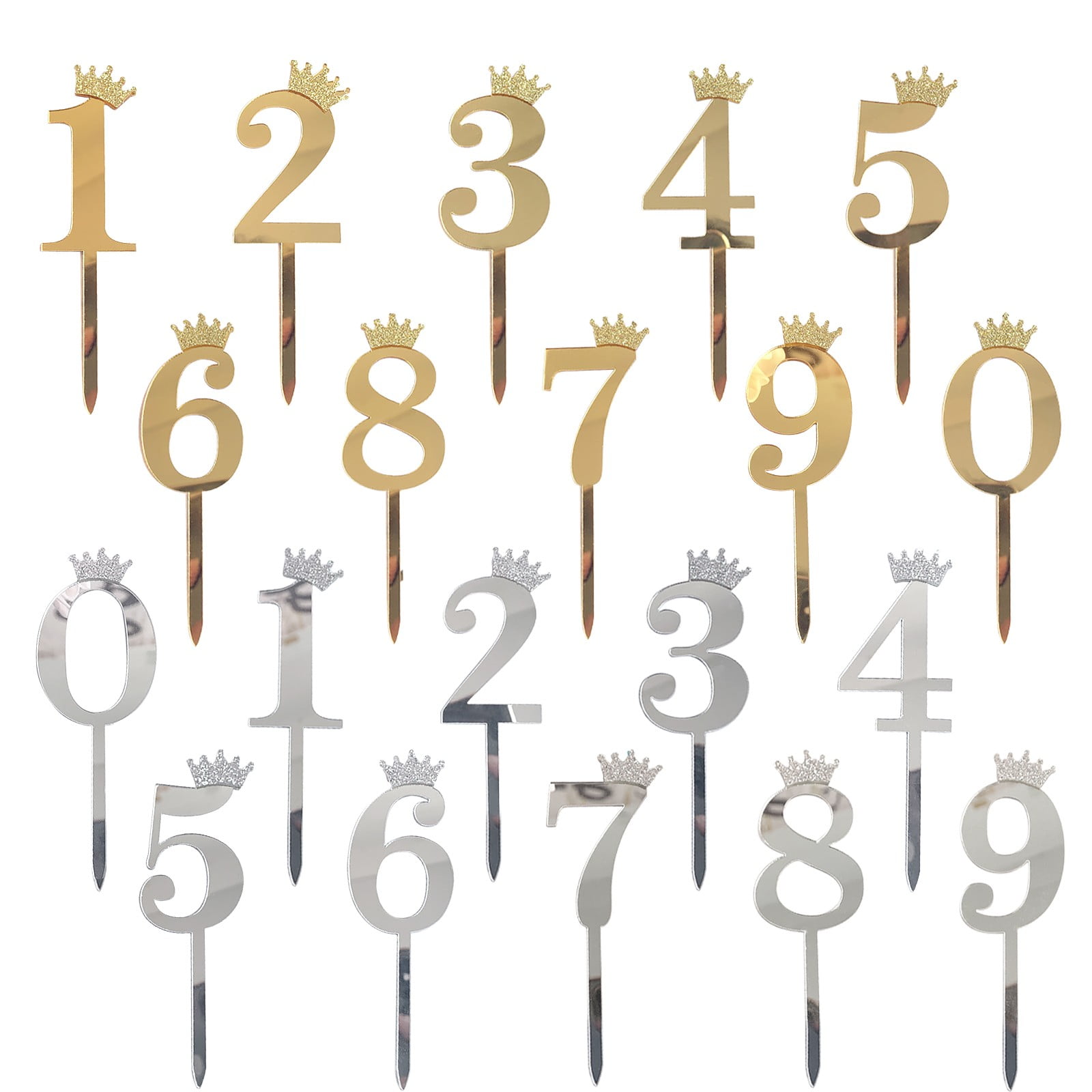 Party Toppers Happy Birthday Cake Toppers Set Of 10 Gold Glitter ...