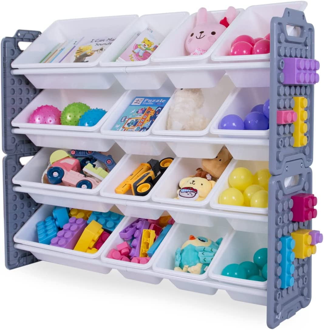 Party Toy Organizer with 16 Removable Storage Bins, Multi-Bin Organizer for Books, Building ...
