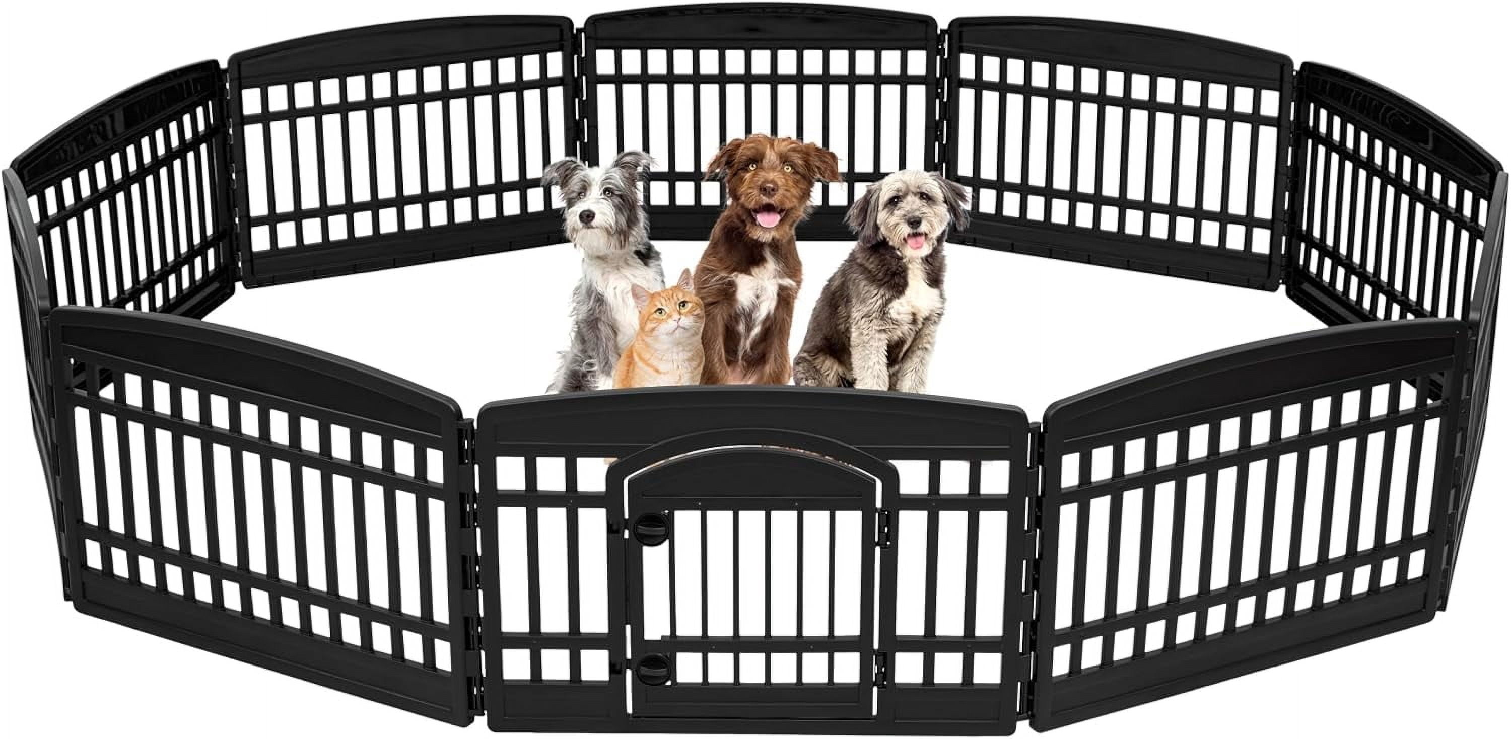 Party USA 24" 10-Panel Pet Dog Puppy Playpen with Door, Small, Medium ...