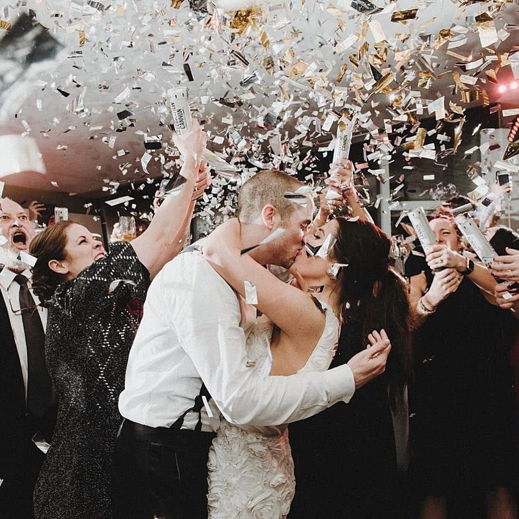 Party Xclusive Pack of 6 Large 12"-inch Silver Confetti Cannons Wedding ...