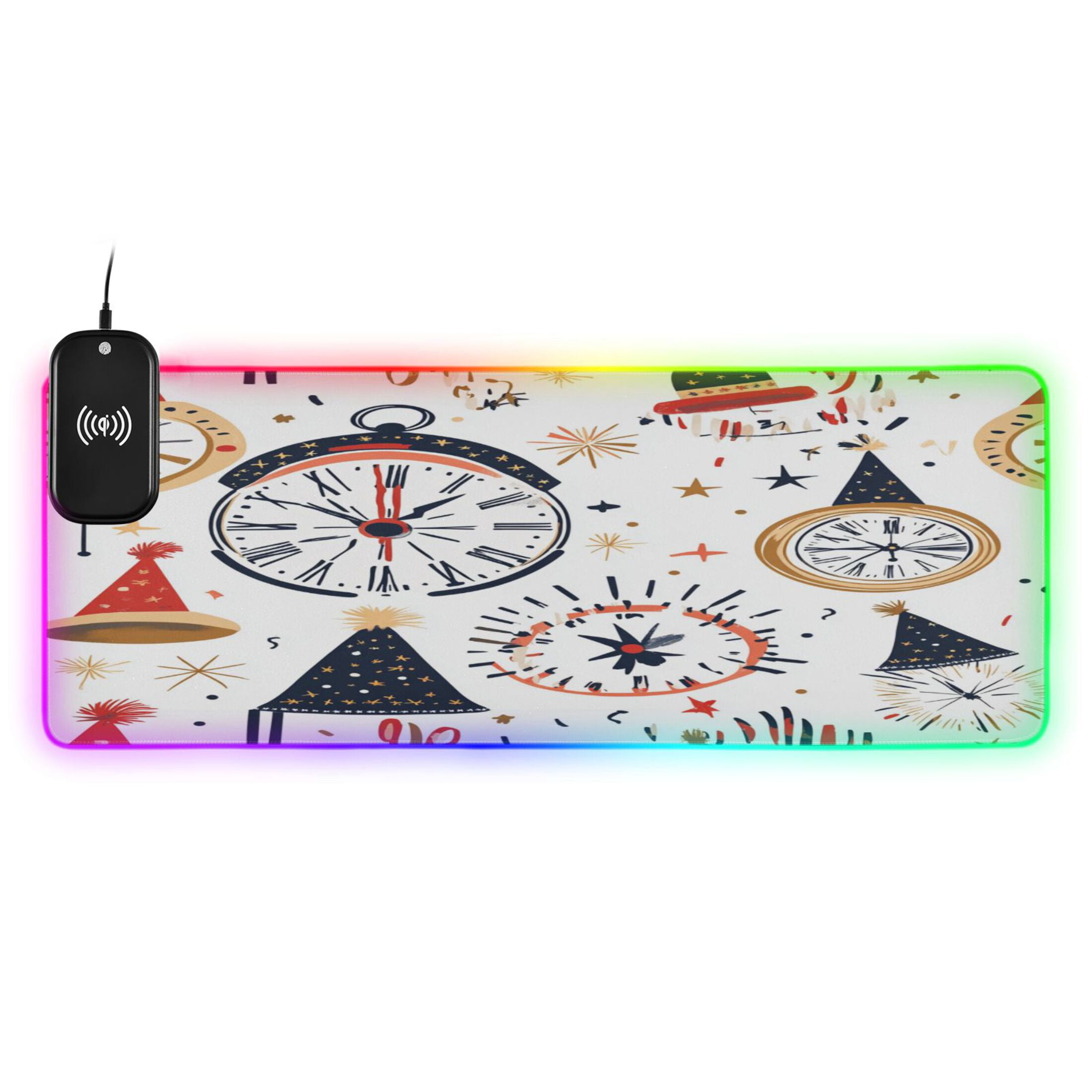 Party and Clocks Hats Large RGB Gaming Mouse Pad with Fast Wireless ...