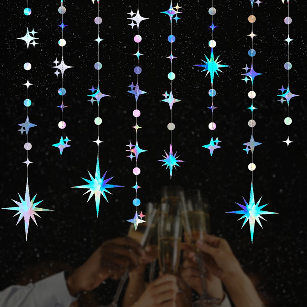 Party decorations Star circles dot paper garland banners Beam metal ...