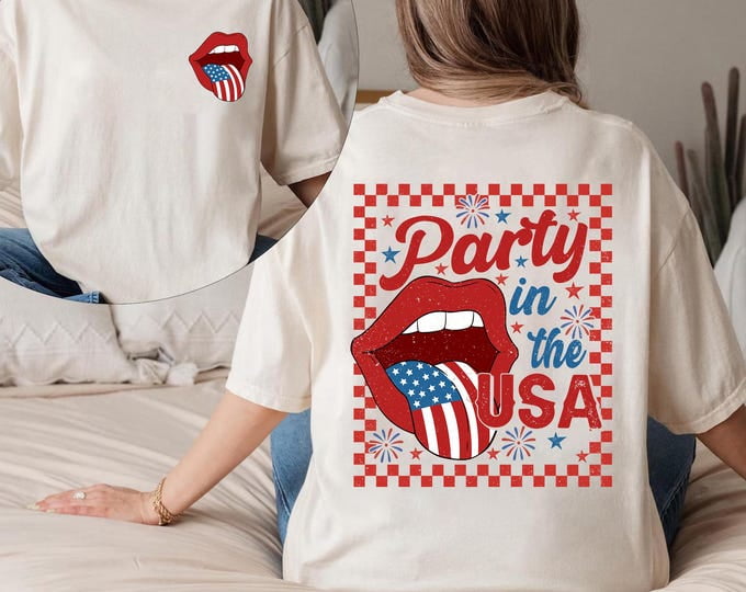 Party in the USA , USA Flag America , Patriotic Lips Tongue , Red White ...
