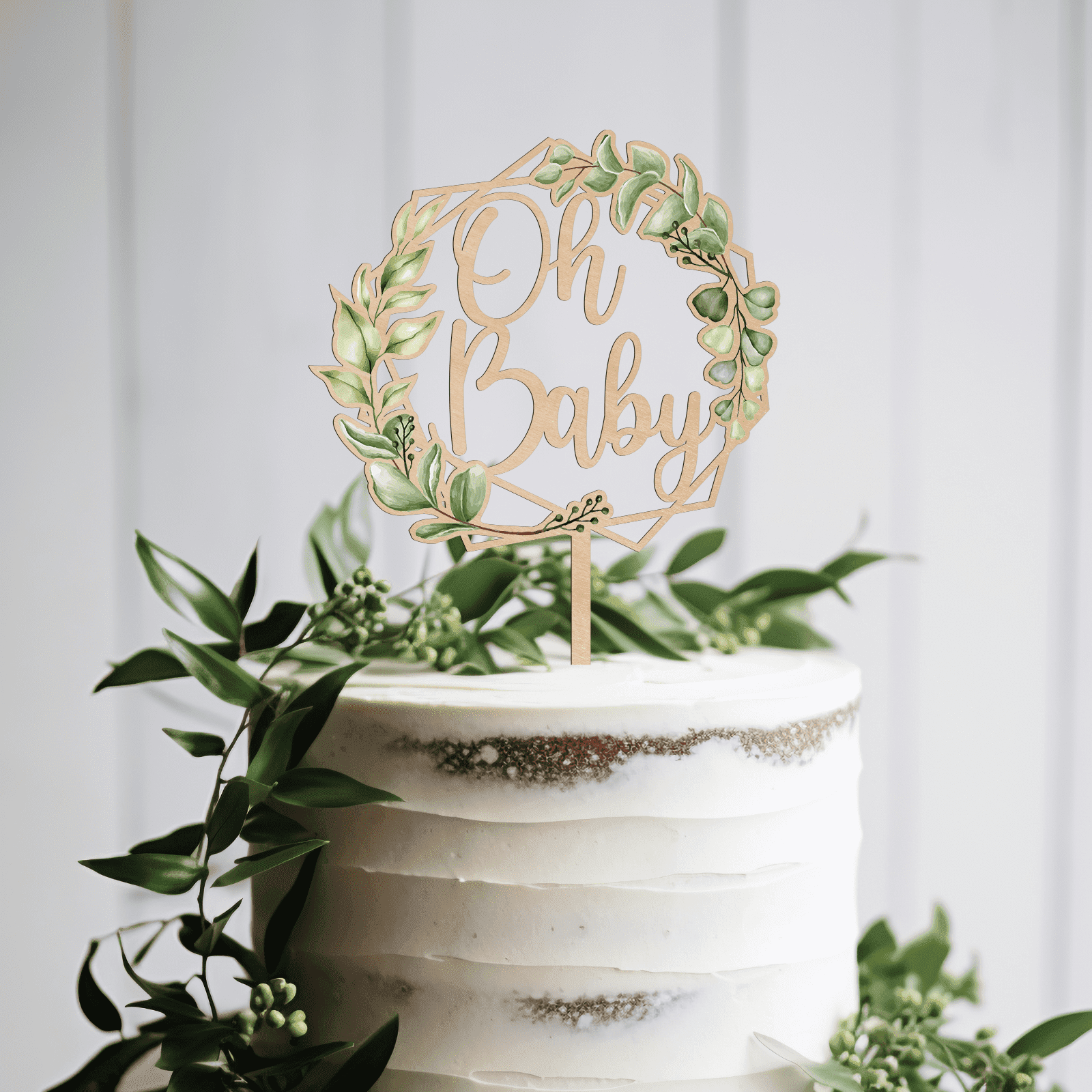 Party to Be Oh Baby Cake Topper in Wood Baby Shower Party Greeny Cake ...