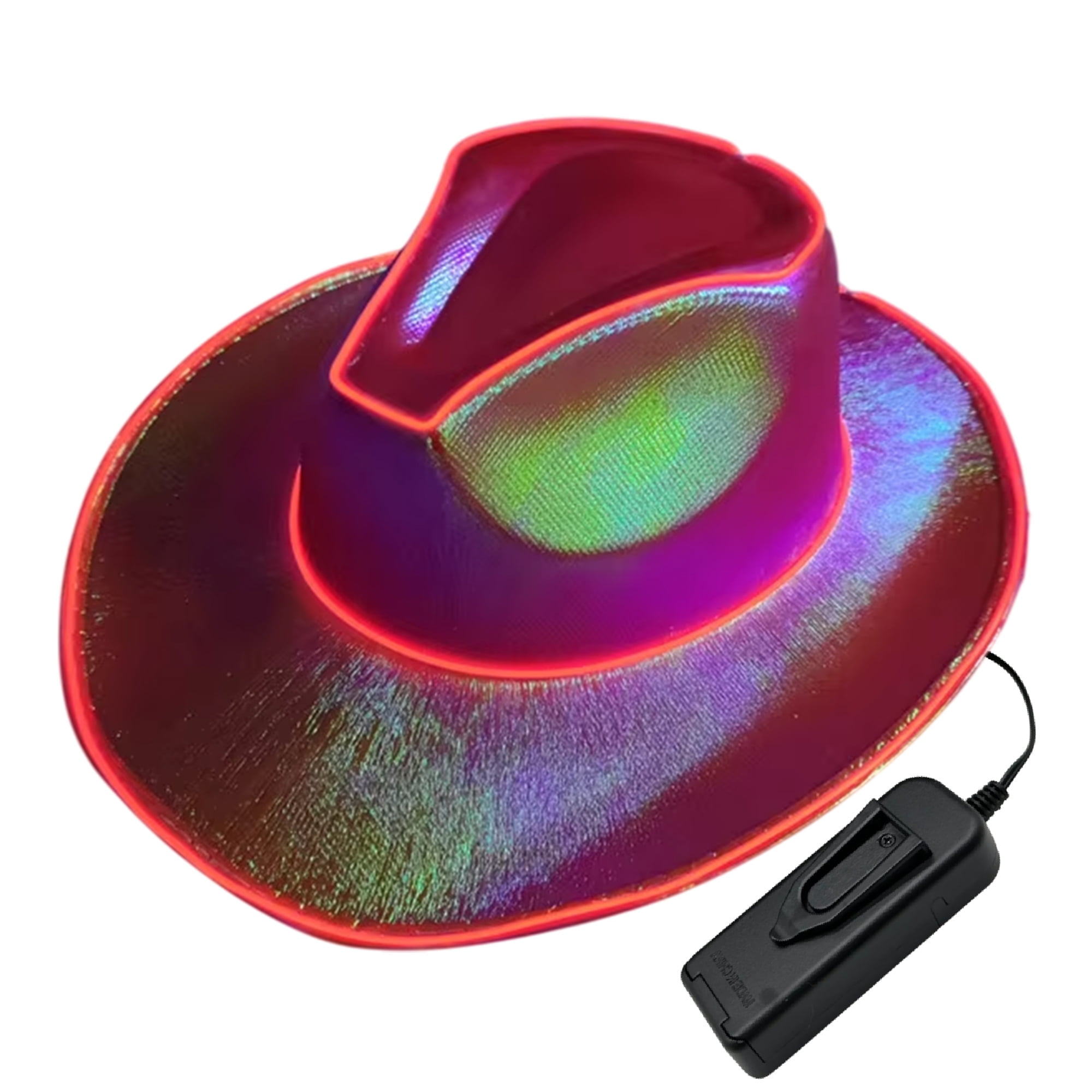 EL Wire Light Up Cowboy Hat Disco Cowgirl Hat Holographic Space for ...