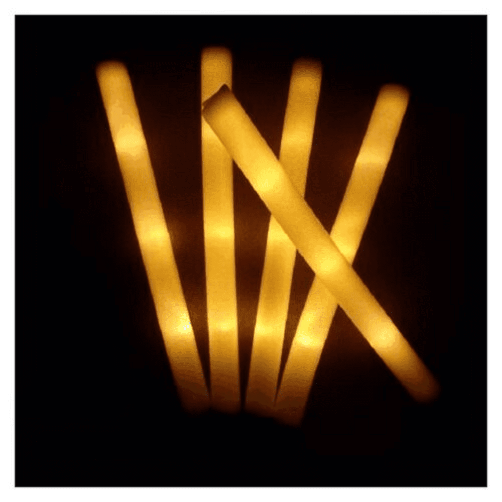 PartyGlowz Bright LED Foam Sticks, Long 18" Neon Yellow Glowsticks for ...