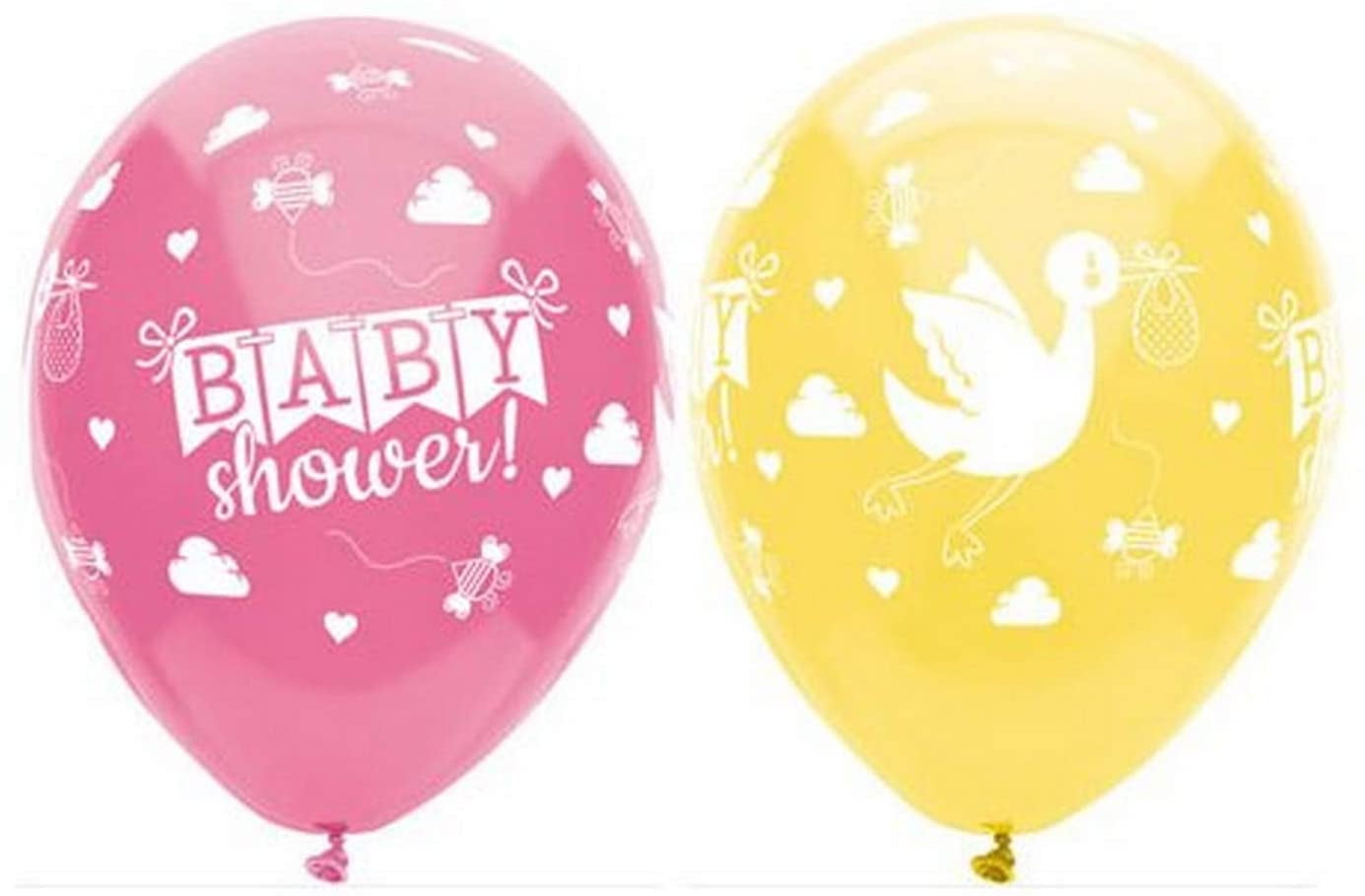 PartyMate - 12 Pastel Baby Shower Stork Latex Balloons - Multicolor ...