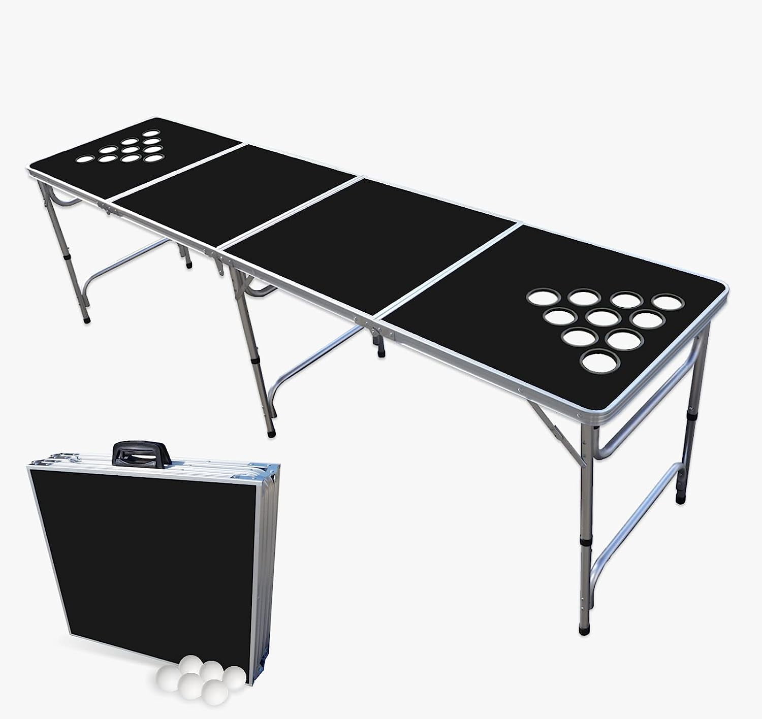 PartyPong 8-Foot Folding Pong Table w/Cup Holes & Pong Balls - Walmart.com
