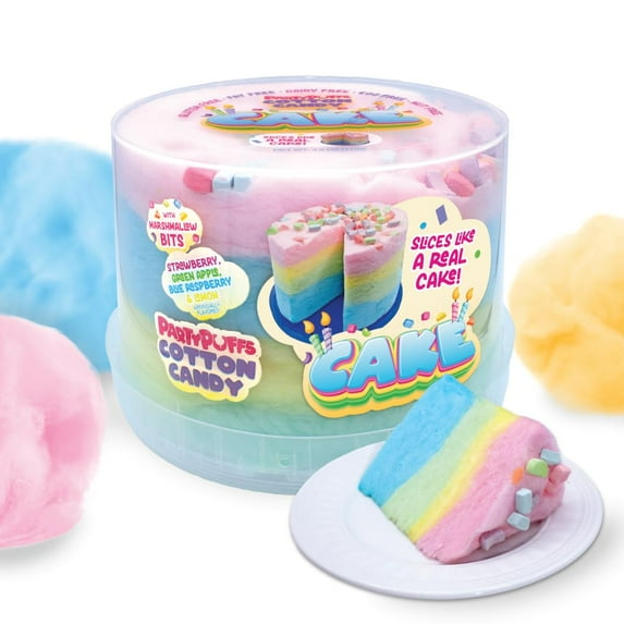 PartyPuffs 4oz Sliceable Cotton Candy MDA05 Cake Tub - Strawberry Apple ...