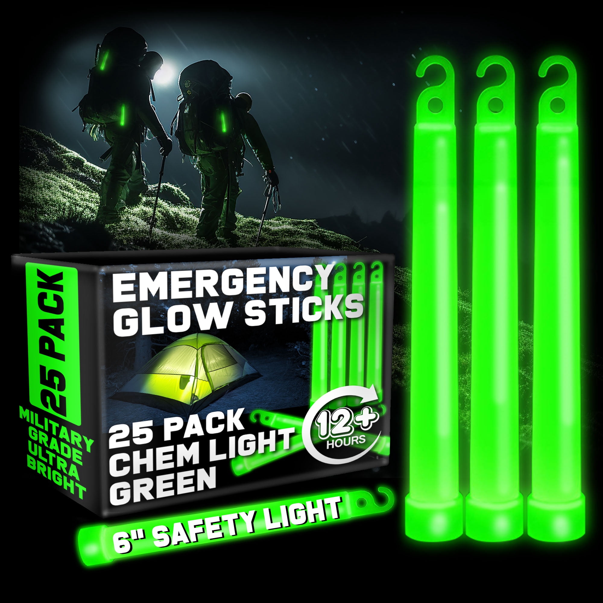 PartySticks Green Glow Sticks Emergency Chem Lights (6", 25 Pack ...