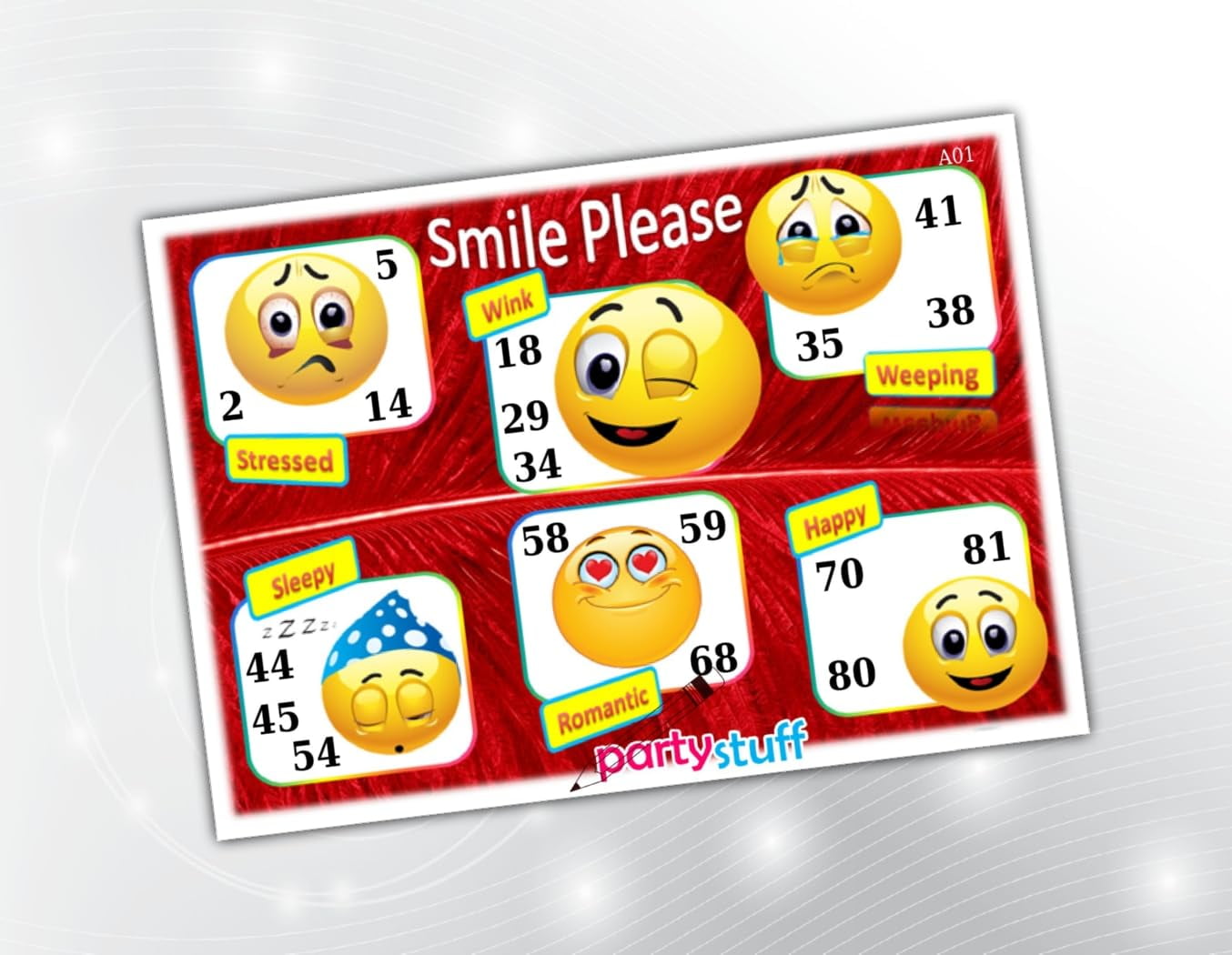 PartyStuff Kitty Games Emoji Smiley Theme Tambola Housie Tickets kukuba ...