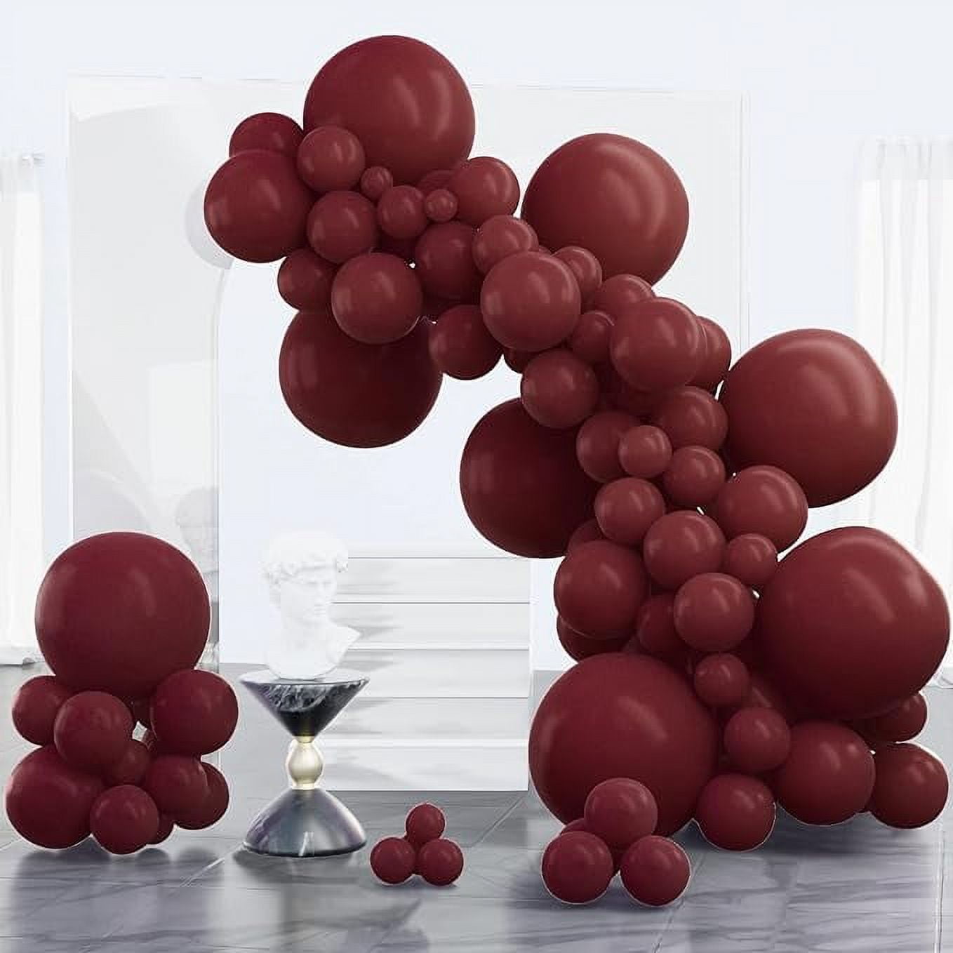PartyWoo Burgundy Balloons, 100 pcs Wine Red Balloons Different Sizes ...