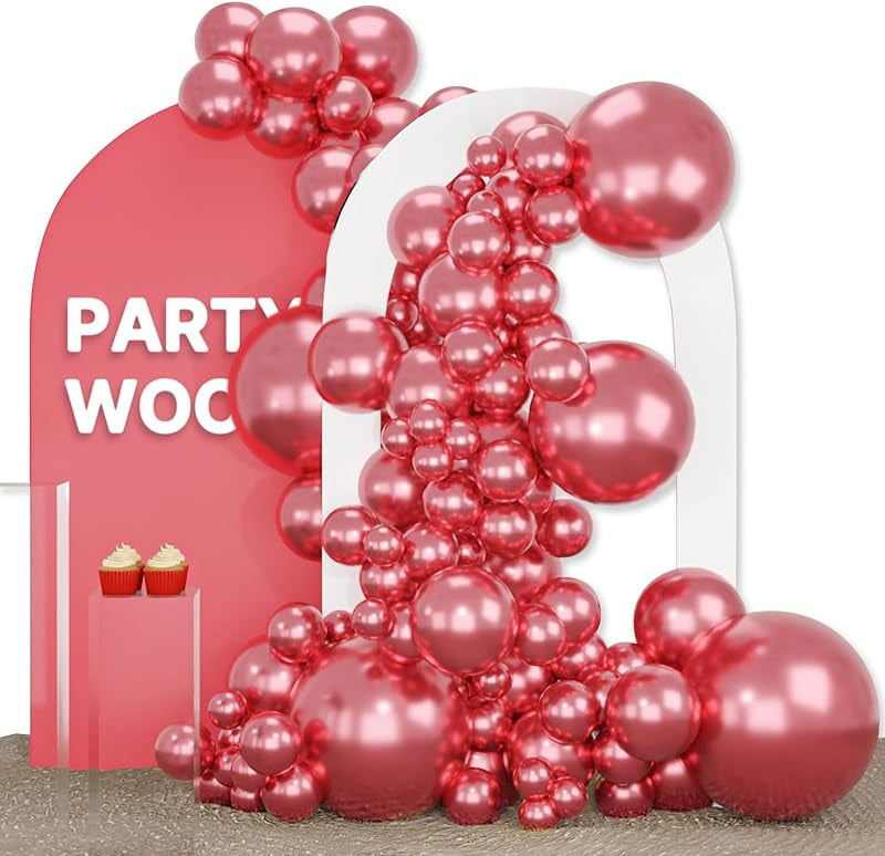 PartyWoo Burgundy Balloons 142 pcs Maroon Balloons Different Sizes Pack ...