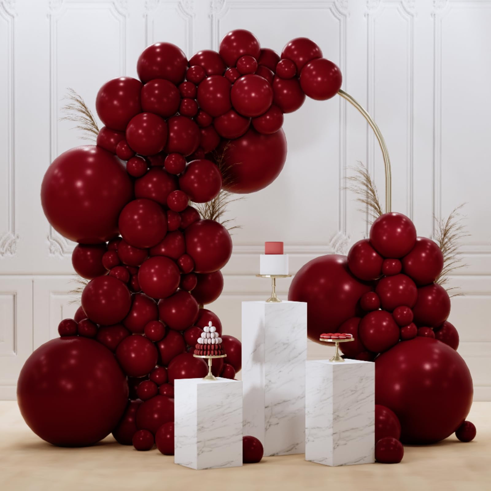 PartyWoo Burgundy Balloons FEV6 145 pcs Different Sizes Pack 18 12 10 5 ...
