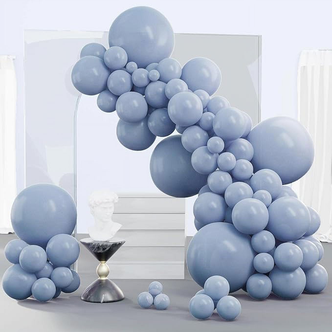 PartyWoo Dusty Blue Balloons, 140 pcs Boho Blue Balloons Different ...