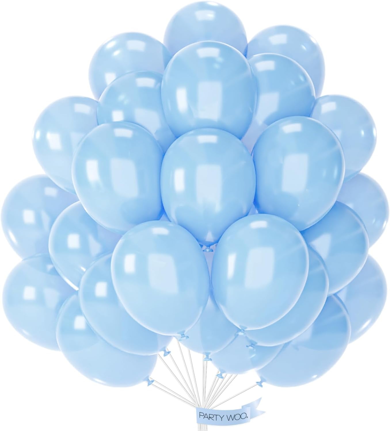 PartyWoo Light Blue Balloons 50 pcs 12 Inch Pearl Baby Pastel Sky Aqua Blue Balloons for ...