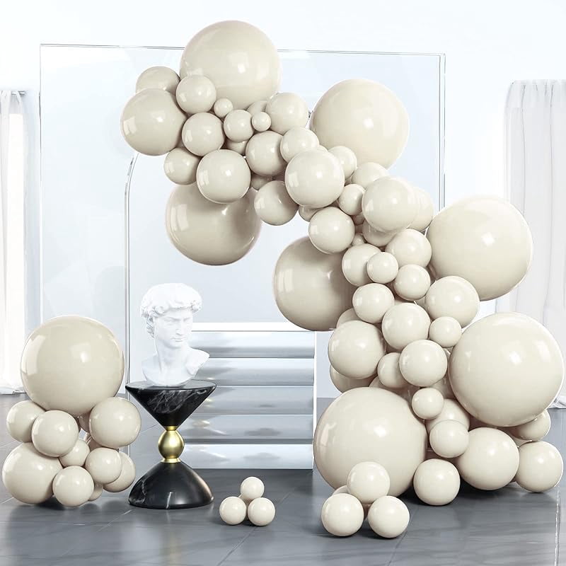 PartyWoo Light Brown Balloons 100 pcs Different Sizes of 18 12 10 5 ...