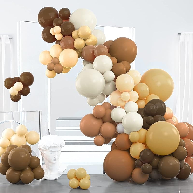 PartyWoo Light Brown Balloons 100 pcs Different Sizes of 18 12 10 5 ...