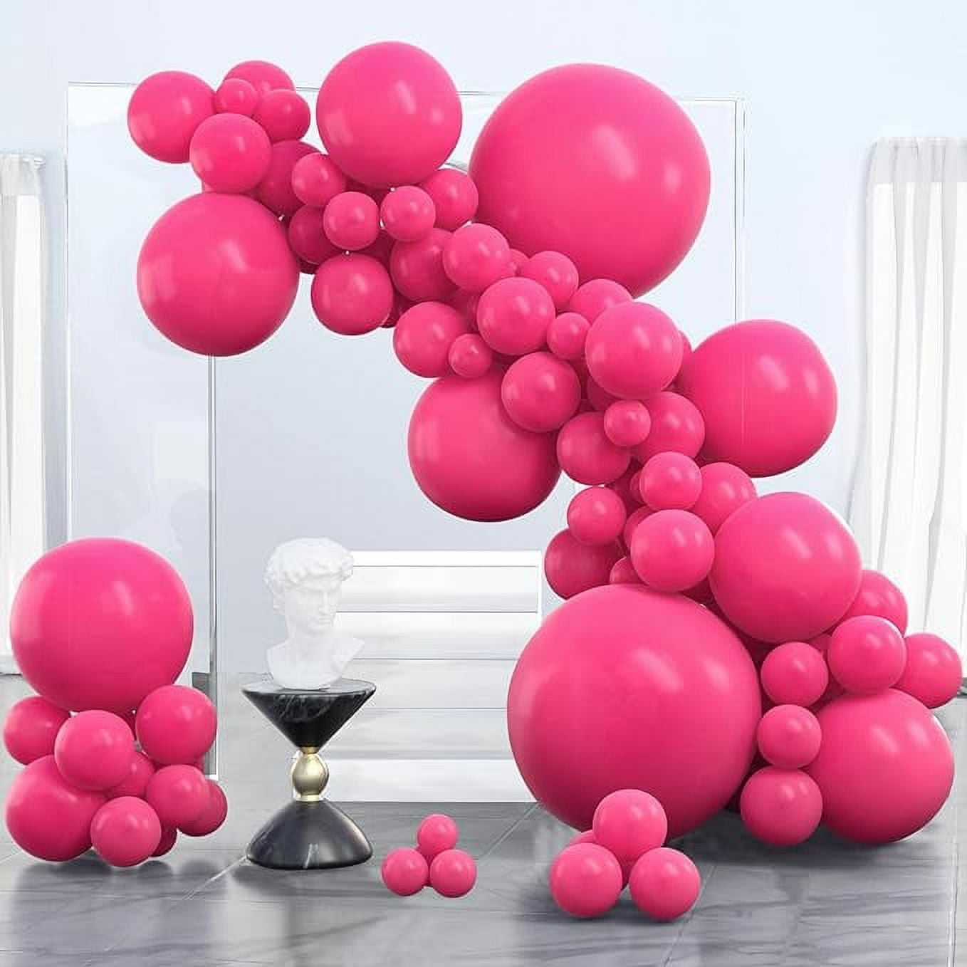 PartyWoo Magenta Balloons, 100 pcs Hot Pink Balloons Different Sizes ...