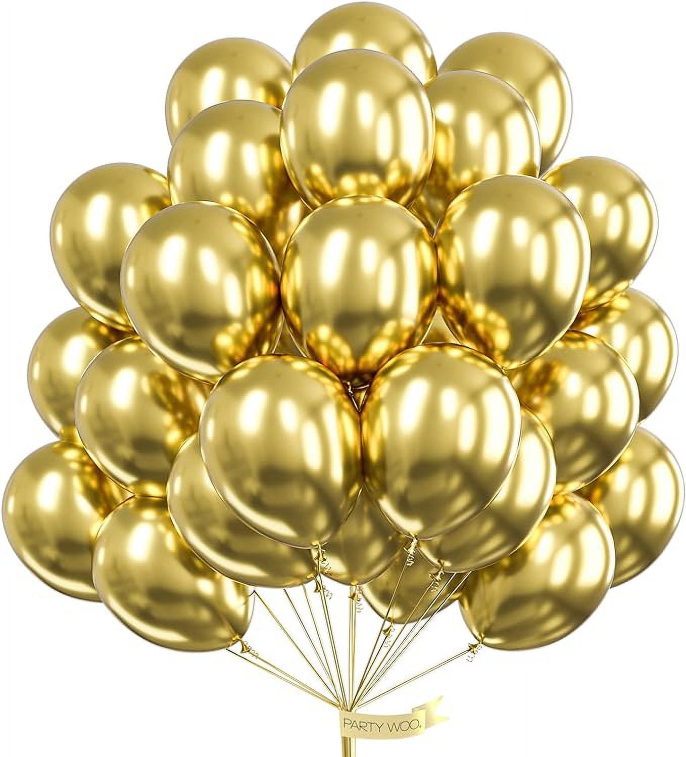 PartyWoo 100 pcs 12 Inch Metallic Gold Balloons, Ideal for Birthday ...