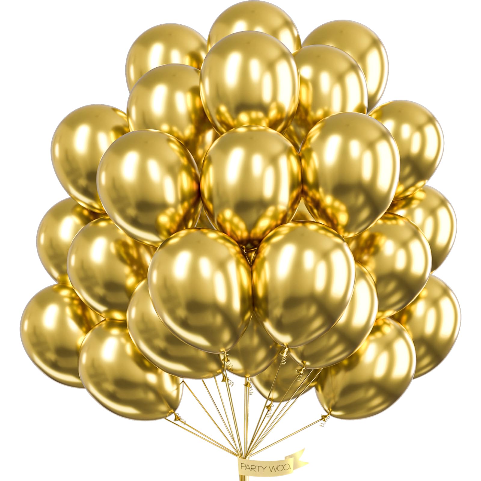 PartyWoo Metallic Gold FEV6 Balloons 50 pcs 12 Inch Chrome Gold ...