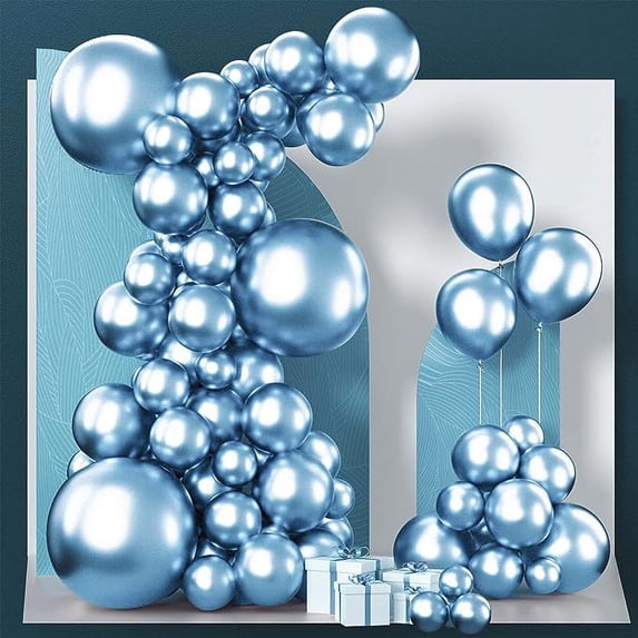 Partywoo Metallic Light Blue Balloons, 100 pcs Latex Balloons, Various ...