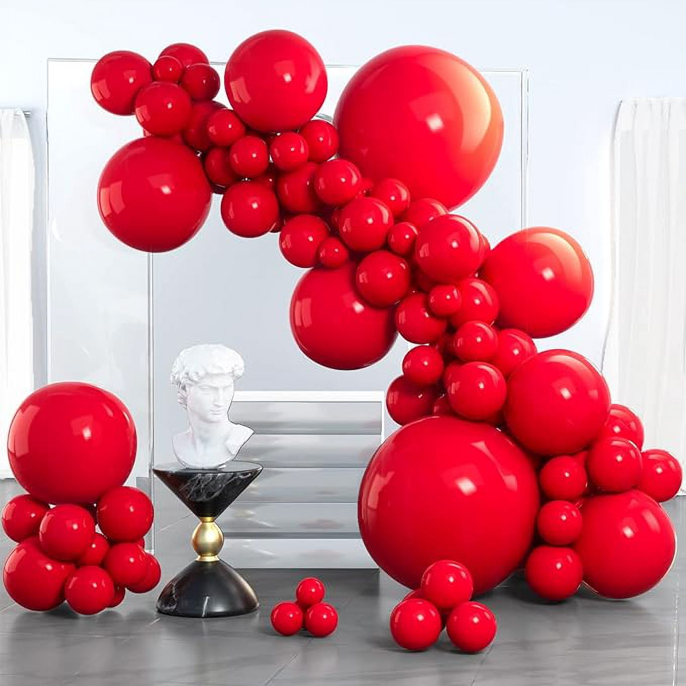 PartyWoo Red Balloons, 100 pcs Matte Red Balloons Different Sizes Pack ...