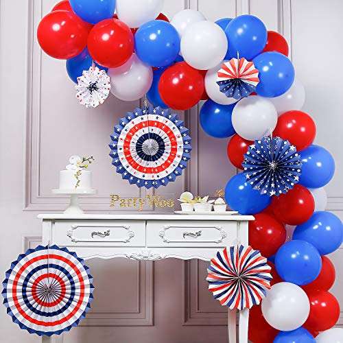 PartyWoo Red White Blue Balloon, 66 pcs 12 Inch Red Balloons, White ...