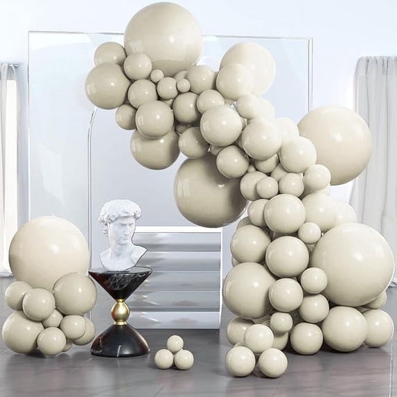 PartyWoo Retro White Balloons, 140 pcs White Sand Balloons Different ...